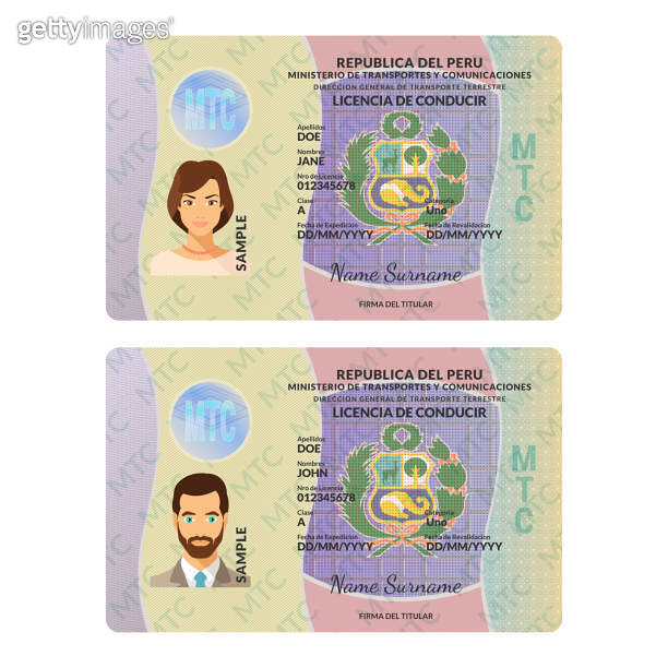 Vector template of toy driver license plastic card for Peru (1177075691 ...
