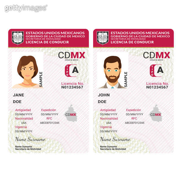 Vector template of toy driver license plastic card for Mexico ...