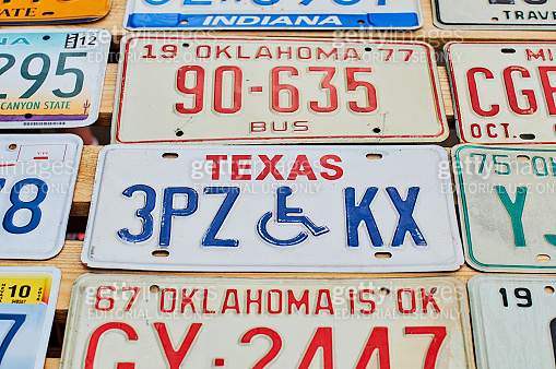 Old discontinued car license plates or vehicle registration numbers ...
