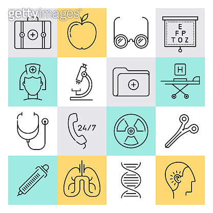 Health Care Research Outline Style Vector Icon Set 이미지 (1134342207 ...