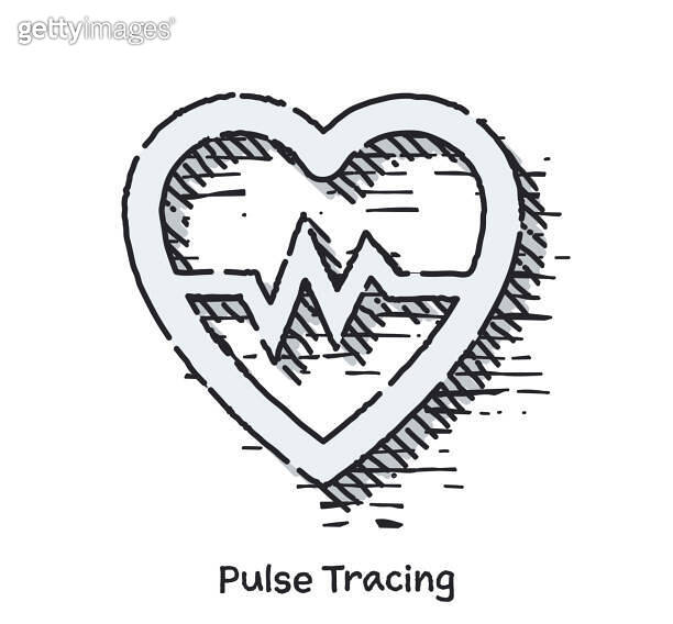 Hand Drawn Pulse Tracing Sketch Line Icon for Web 이미지 (1133009483) - 게티 ...
