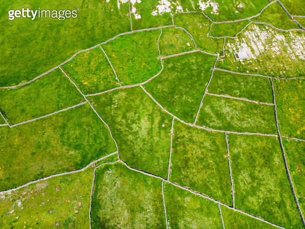 Aerial view of Inishmore or Inis Mor, the largest of the Aran Islands ...