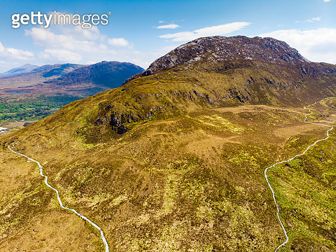 Beautiful view of Connemara National Park, famous for bogs and heaths ...
