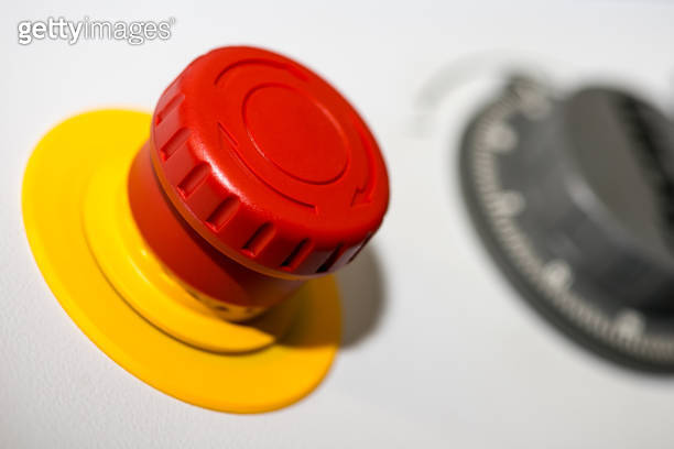 Mechanical industry close up objects: Emergency stop button 이미지 ...
