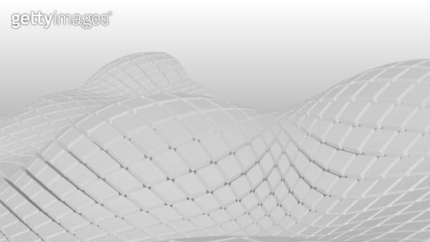 eps10. Curved surface made of deformed cubes or tiles. Vector ...