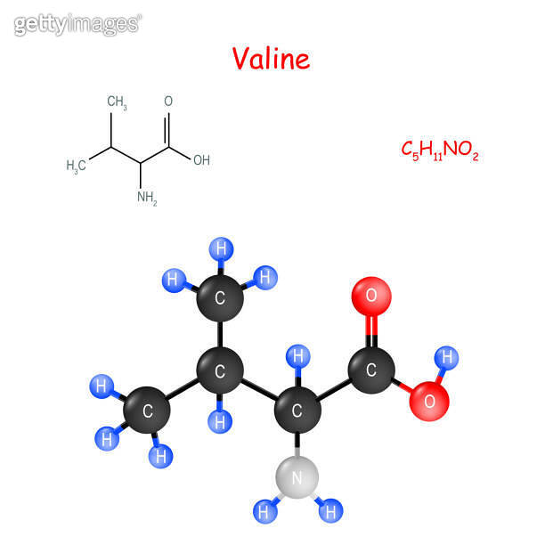 Valine is an essential amino acid. Chemical structural formula and ...
