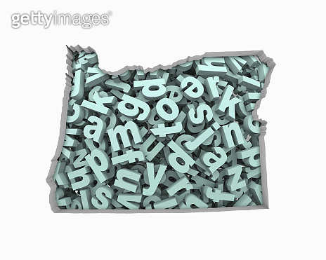 Oregon OR Letters Map Education Reading Writing Schools 3d Illustration ...