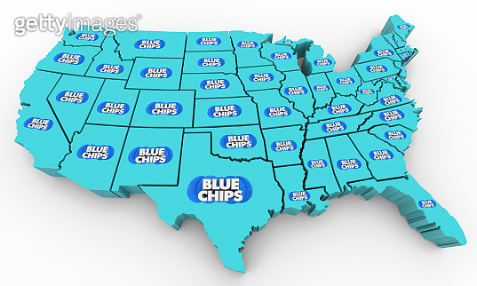 Blue Chips Top Goals Priorities USA United States America Map 3d ...