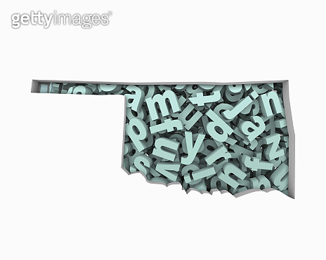 Oklahoma OK Letters Map Education Reading Writing Schools 3d ...