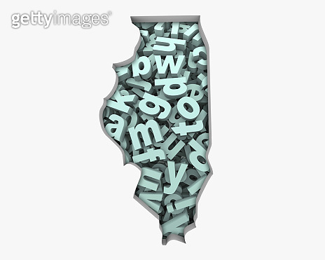 Illinois IL Letters Map Education Reading Writing Schools 3d ...