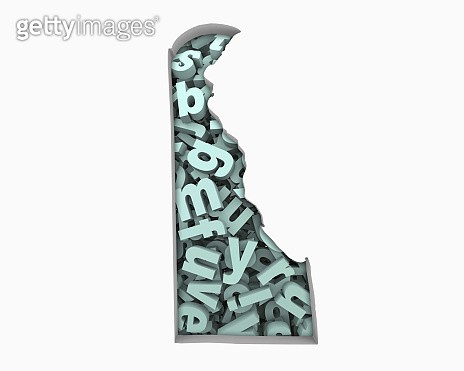 Delaware DE Letters Map Education Reading Writing Schools 3d ...