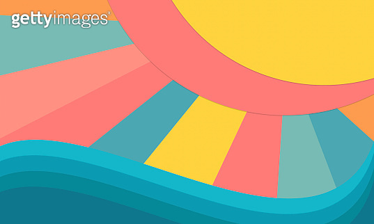 Material Design of Sun Rays and Ocean Waves in Candy Colors - Flat ...