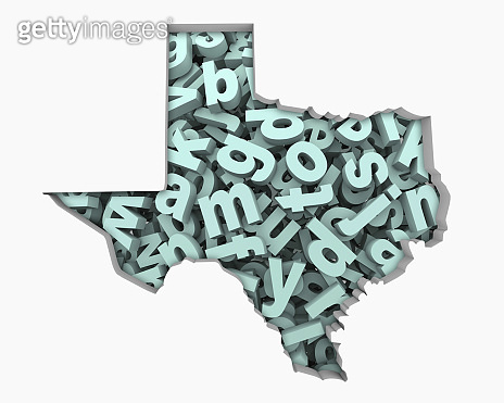 Texas TX Letters Map Education Reading Writing Schools 3d Illustration ...