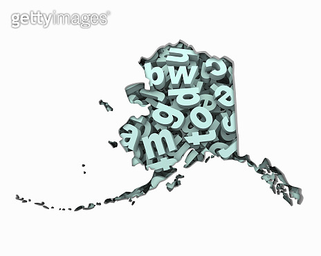 Alaska AK Letters Map Education Reading Writing Schools 3d Illustration ...