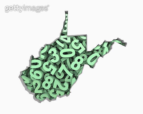 West Virginia WV Map Numbers Math Figures Economy 3d Illustration ...