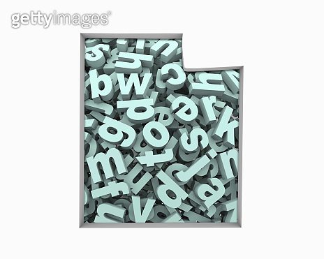 Utah UT Letters Map Education Reading Writing Schools 3d Illustration ...