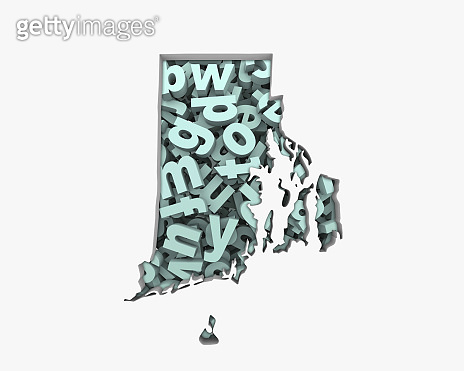Rhode Island RI Letters Map Education Reading Writing Schools 3d ...
