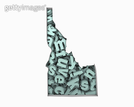 Idaho ID Letters Map Education Reading Writing Schools 3d Illustration ...