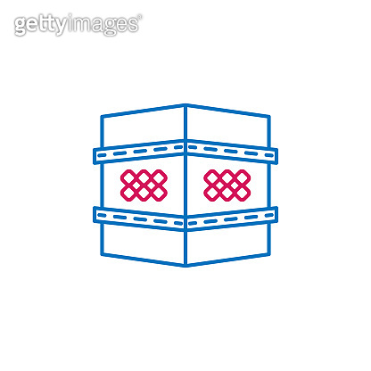 Islam, shrine 2 colored line icon. Simple blue and red element ...