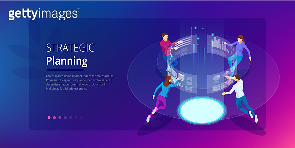 Strategic Business Planning Isometric Business Data Analytics Process