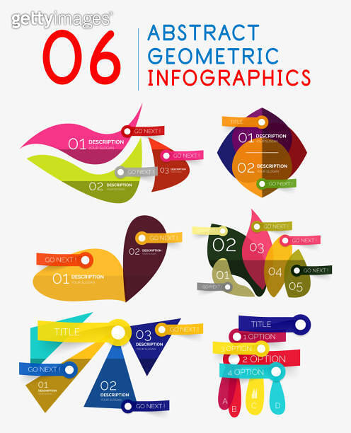 Set of abstract geometric infographics options numbers. Workflow ...