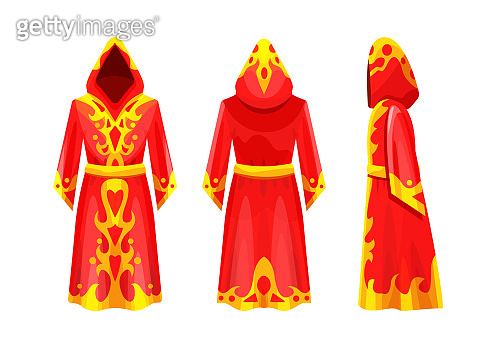 Magic red cape with ornament, mantle of magician, mysterious costume ...