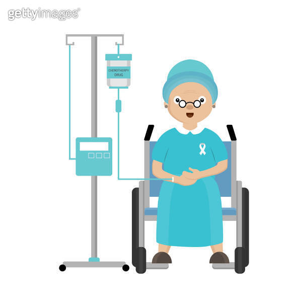 Senior woman patient with cancer. Chemotherapy and oncology disease ...