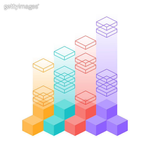 Isometric infographics, bar chart, diagram with elements steps. Vector ...