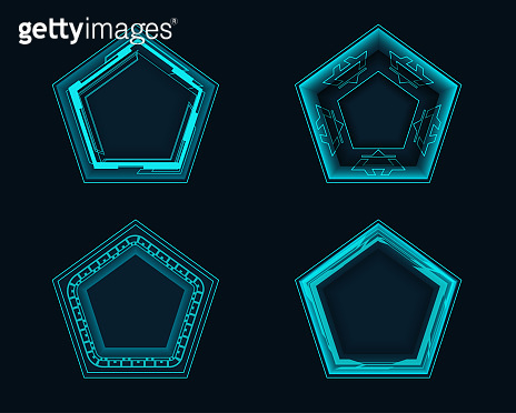 Pentagonal elements for the hud interface. 이미지 (1133967033) - 게티이미지뱅크