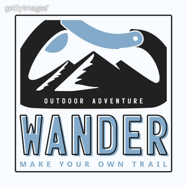 typography slogan wander outdoor adventure with carabiner and alpine ...