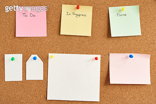 Colorful paper notes with words 'To do', 'In progress' and 'Done ...