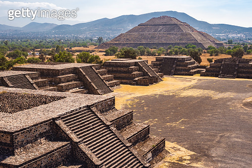 View of the Pyramid of the Sun at the Ancient Aztec City of Teotihuacan ...