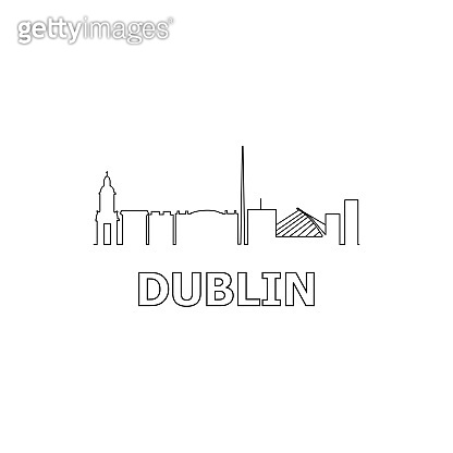 Dublin skyline and landmarks silhouette black vector icon. Dublin ...