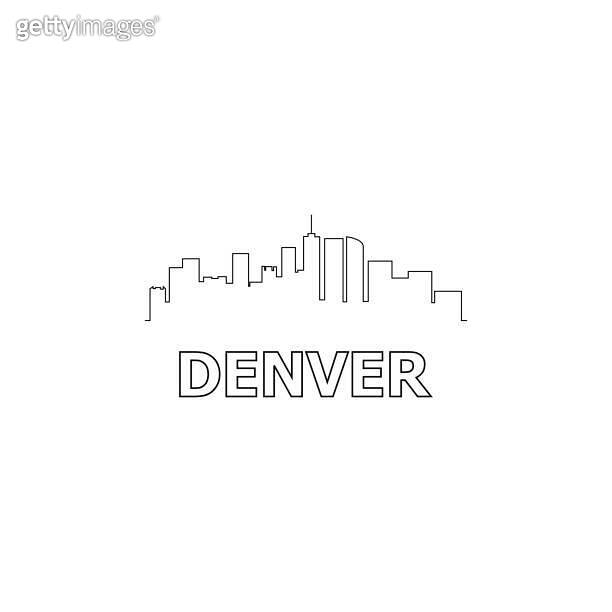 Denver skyline and landmarks silhouette black vector icon. Denver ...