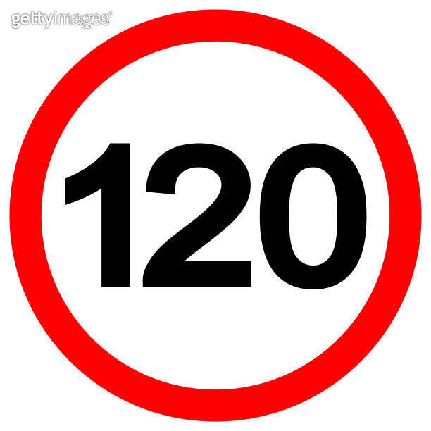 Speed Limit 120 Traffic Sign,Vector Illustration, Isolate On White ...