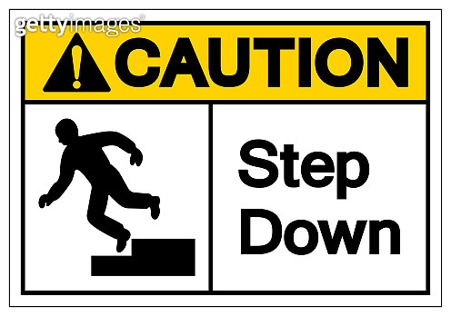 Caution Step Down Symbol Sign, Vector Illustration, Isolated On White ...
