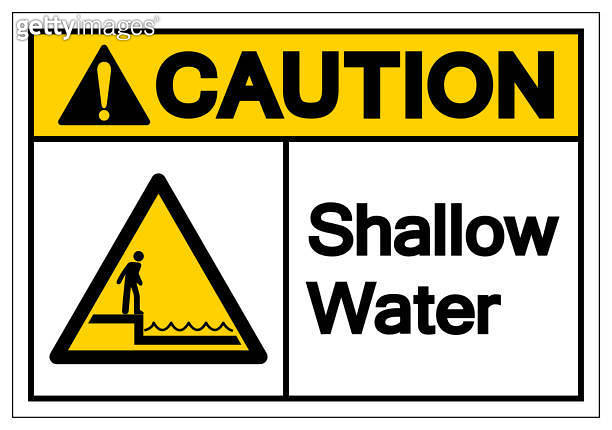 Caution Shallow Water Symbol Sign, Vector Illustration, Isolated On ...
