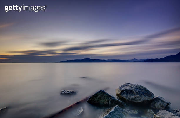 smooth sunset glow view from Tower Beach, UBC, Vancouver, BC, Canada ...