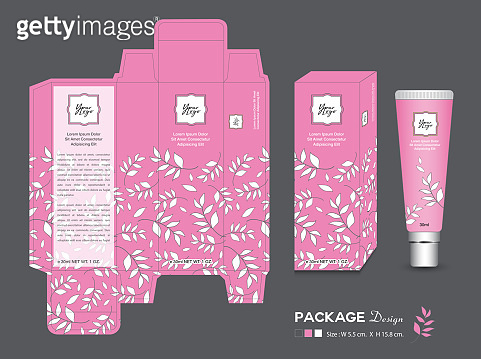 Beauty Packaging template, 3d Box cosmetics, product design, Package ...