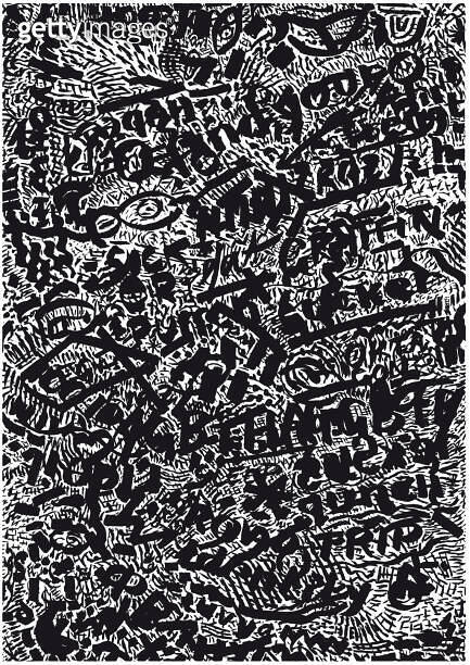 Typographic graffiti-style, calligraphic expressionist large size art ...