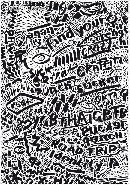 Typographic graffiti-style, calligraphic expressionist large size art ...
