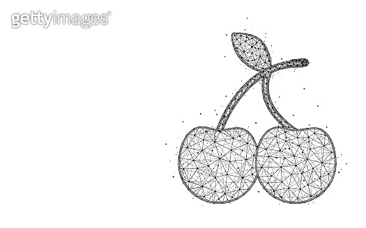 Cherries low poly design, fruit symbol abstract geometric image ...