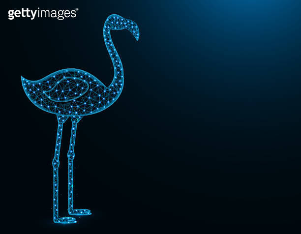 Flamingo low poly model, African animal abstract graphics, bird ...