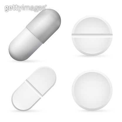 Pills Capsules Template, 3d Realistic White Medical Pill Icon Set ...