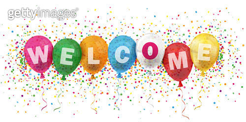 Welcom Header Colored Balloons Confetti Explosion (1160941940) 일러스트, 무료 ...