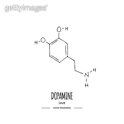 Hand drawn doodle Dopamine chemical formula icon Vector illustration ...