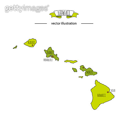 Hand drawn doodle Hawaii map icon Vector illustration isolated on white ...