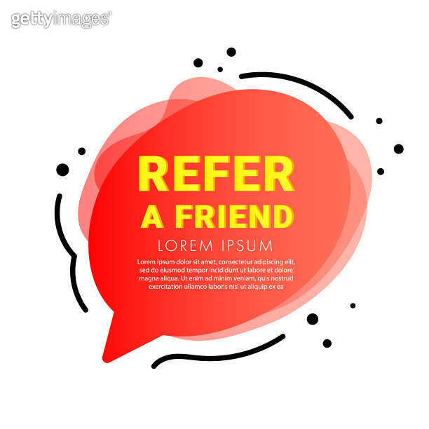 Aerial gradient wave shape with referral text isolated on white ...