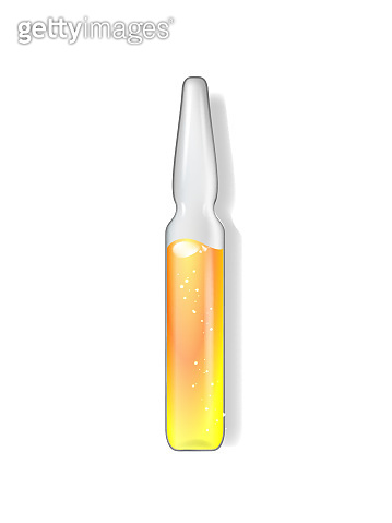 Transparent Medical Ampoule with Yellow liquid drug solution.Vial ...