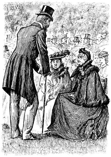 Victorian Gentleman Talking to a Couple of Women in New York City, New ...